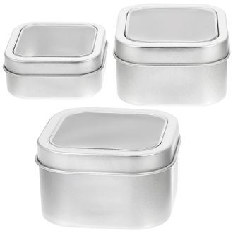 NUOBESTY 3 St&uuml;ck Quadratische Wei&szlig;blech Dosen mit Deckel Aufbewahrungsboxen aus Blech f&uuml;r Kerzenherstellung S&uuml;&szlig;igkeiten und Schmuck Stapelbare Metallboxen f&uuml;r 