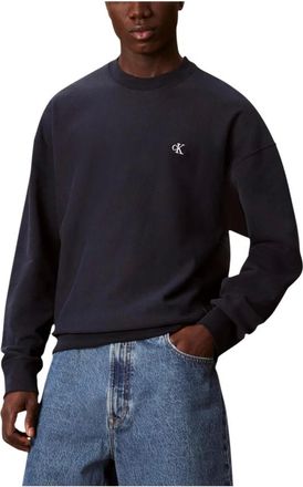 Calvin Klein Jeans Homme, Sweatshirts et sweats &agrave; capuche, Bleu, Taille: L SweaT-shirt &agrave; col rond et manches longues