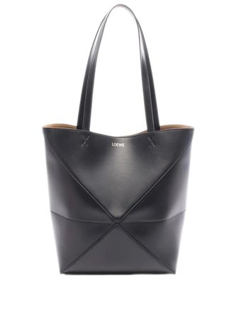 Loewe sac cabas Puzzle Fold m&eacute;dium en cuir de veau (2010-2025) - Noir
