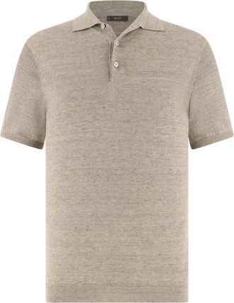 Boggi Milano Homme, Pulls, Beige, Taille: S Polo Maille en Lin et Coton