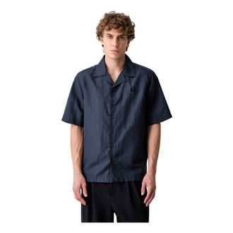 Fred Perry Homme, Chemises, Bleu, Taille: 2XL Short Sleeve Chemises