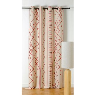 HOME MAISON Homemaison - Rideau tamisant ethnique en jacquard 140x260 cm - 60% polyester, 40% coton - Motif artisanat fait-main - Lavable &agrave; 30&deg;C