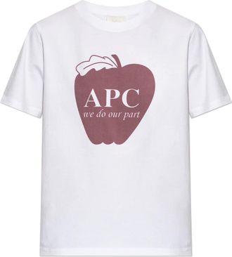 A.P.C. A.p.c., Femme, Tops, Blanc, Taille: L Apple T-shirt