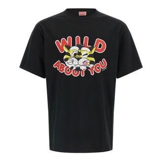 Kenzo Homme, Tops, Noir, Taille: XL Wild Tiger T-shirt