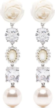 Shushu/Tong Hängeohrringe mit Kristallen und Perlen - Silber