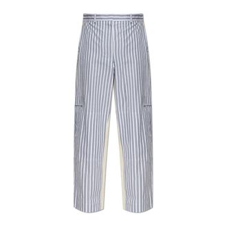 Stella McCartney Femme, Pantalons, Bleu, Taille: 38 FR Pantalon Cargo Oversize &agrave; Rayures Assorties