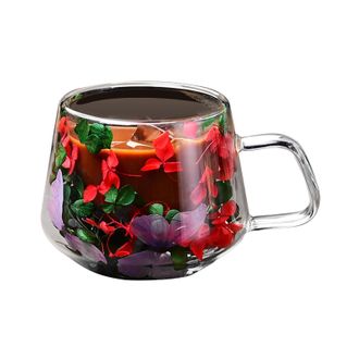 Generic Isolierte Kaffeetassen aus Glas - 200 ml, doppelwandige Glastasse, luxuri&ouml;se, runde, glatte Tassen mit Blumenmuster | Isolierte Trinkgl&auml;ser aus Fusion