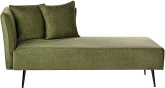 Beliani Beliani - Chaise Longue Moderne Côté Gauche en Tissu Polyester avec Coussins Pieds en Métal Vert Riom