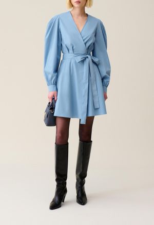 Claudie Pierlot Robe courte manches ballons bleu