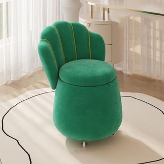 Generic Schminkstuhl, Samt-Schminktischhocker mit hoher R&uuml;ckenlehne, Aufbewahrungspouf f&uuml;r luxuri&ouml;se Sitzgelegenheiten in Schlafzimmer und Wohnzimmer