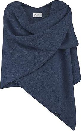 Giesswein Merino Lambswool Poncho bleu ONE - Jersey &eacute;l&eacute;gant en maille fine 100% laine dagneau, &Egrave;charpe XXL, cape et poncho doux pour femmes, tabouret pour l&eacute;t&eacute; 