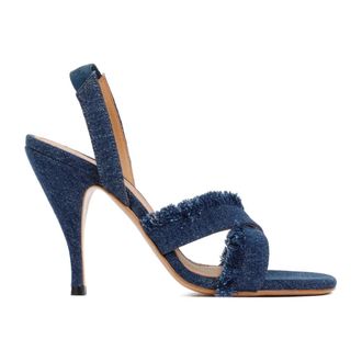 Off-white Sandalen mit geschwungenem Absatz aus Denim - - Shoes - Damen - Blau - 36 EU