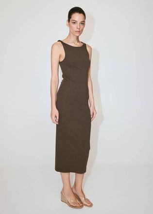 Mango Robe longue d&eacute;tail bretelle marron - Femme - XXS - MANGO