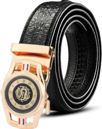 Generic Ceinture &agrave; cliquet pour hommes Style classique R&eacute;tro Dragon Boucle &agrave; cliquet Ceinture en cuir pour hommes Ceinture sculpt&eacute;e Ceinture d&eacute;contract&eacute;e Busi