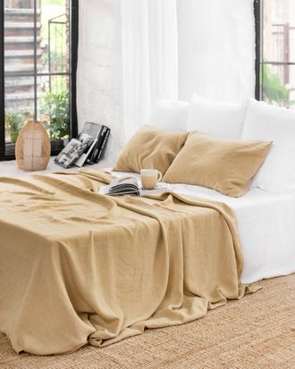 MagicLinen Flachbettlaken aus Leinen, Beige, 235x270 cm