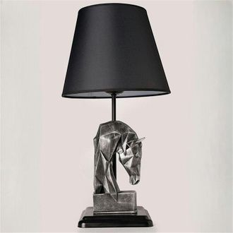 Pier Import Lampe de salon d&eacute;corative noire, t&ecirc;te de cheval argent&eacute;e SILE