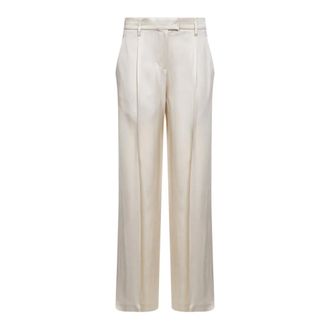 Brunello Cucinelli Femme, Pantalons, Blanc, Taille: 34 FR Pantalon Satin&eacute; &agrave; Pinces