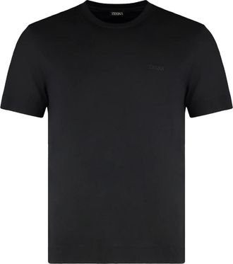 Ermenegildo Zegna Homme, Tops, Noir, Taille: XL T-shirt &agrave; col rond en coton