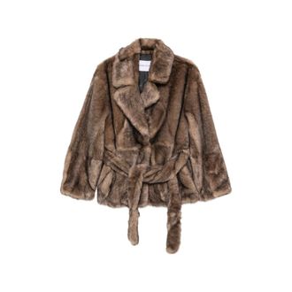 STAND Silena Belted Faux-fur Jacket
