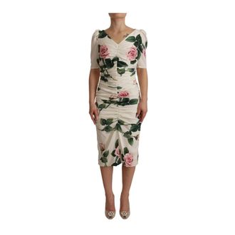 Dolce & Gabbana Femme, Robes, Multicolore, Taille: 36 FR Robe crayon blanche à fleurs