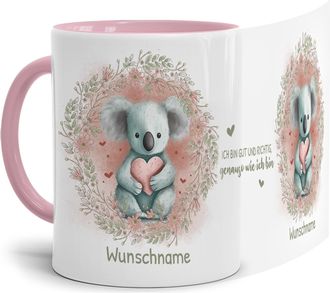 Tassendruck Personalisierbare Tasse für Kinder - mit Name, 300 ml - Ich Bin gut, so wie ich Bin - Koala Tasse Achtsamkeit, personalisierte Geschenke zur Einschulu