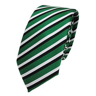TigerTie &eacute;troit Designer cravate - vert de signal noir blanc ray&eacute;