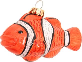 Krebs Glas Lauscha Weihnachtsdekoration/Christbaumschmuck aus Glas - Clownfisch - Farbe: Orange, Wei&szlig; - Gr&ouml;&szlig;e: ca. 8 cm