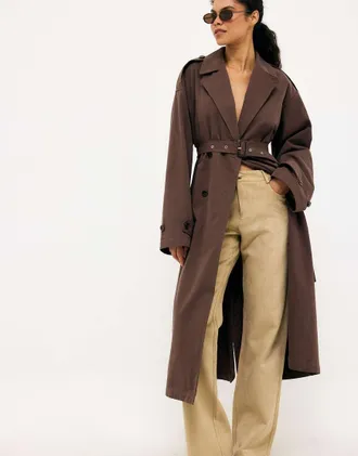 NA-KD trench-coat classique marron