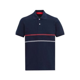 Carolina Herrera Gestreiftes Initialen Piqu&eacute; Polo Shirt - - Tops - Herren - Blau - S