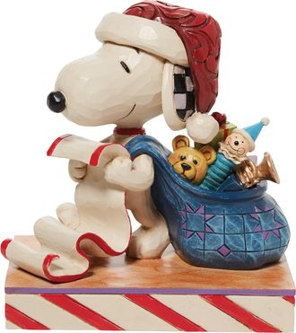 Enesco Jim Shore Peanuts Santa Snoopy mit Weihnachtsliste und Spielzeugtasche, 10 cm, mehrfarbig