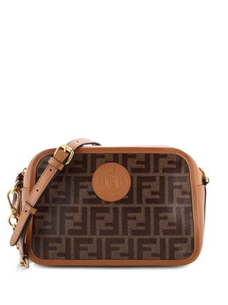 Fendi FF Logo Stamp Camera Bag Zucca Coated Canvas Small crossbody bag - Marron