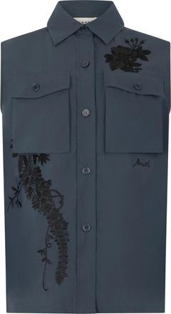 P.A.R.O.S.H. P.a.r.o.s.h., Femme, Blouses et Chemises, Bleu, Taille: 38 FR Chemise &agrave; poche poitrine brod&eacute;e