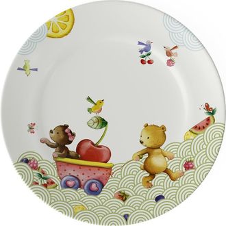 Villeroy & Boch Hungry As A Bear Flacher Kinderteller, 21,5 cm, Spülmaschinenfest, Geschirr für Kinder, Teller aus Premium Porzellan, Weiß/Bunt