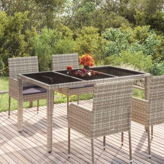 vidaXL Vidaxl - Table de jardin dessus en verre Gris 150x90x75cm R&eacute;sine tress&eacute;e