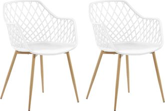 Beliani Moderner weißer Stuhl im edlen Rautendesign im 2er Set Nashua