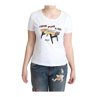 Moschino Foosball Rundhals T-shirt - - Tops - Damen - Wei&szlig; - S