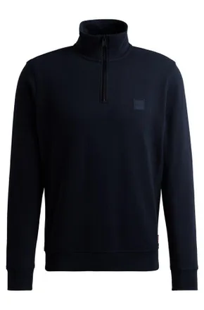 HUGO BOSS Sweatshirt Zetrust (1-tlg) Troyerkragen mit Rei&szlig;verschluss, Regular Fit, BOSS-Label