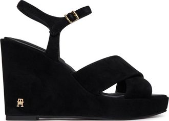 Tommy Hilfiger Sandalen Tommy Hilfiger Suede Wrapped High Wedge FW0FW09218 Schwarz