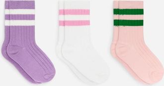 Arket Gerippte Socken 3er-Pack -Rosa