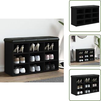 vidaXL Vidaxl - Banc &agrave; chaussures noir 82x32x50 cm bois ding&eacute;nierie - Banc Chaussure - Meuble Entr&eacute;e - Rangement Chaussures - Banc Coffre - Banc Design