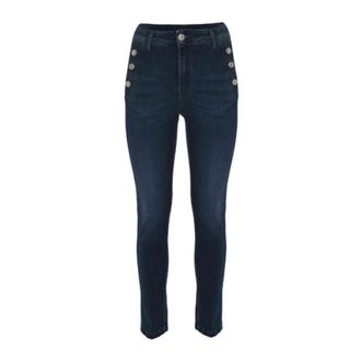 Kocca Klassische Skinny Jeans mit Zierkn&ouml;pfen - - Jeans - Damen - Blau - W30