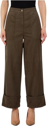 Liu Jo Femme, Pantalons, Vert, Taille: W26 Pantalon avec d&eacute;tail en macram&eacute;