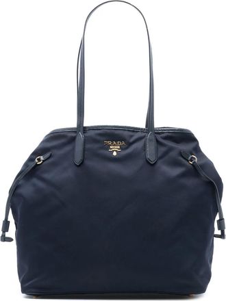 Prada Hobo Bags - Saffiano Trimmed Tessuto Open Convertible Tote - Gr. unisize - in Blau - f&uuml;r Damen