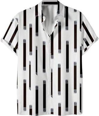 Generic Chemise hawa&iuml;enne tropicale &agrave; manches courtes boutonn&eacute;e pour homme, chemise d&eacute;t&eacute; hawa&iuml;enne palmier ray&eacute;e, croisi&egrave;re dans les Cara&iuml;bes, d&eacute;contract&eacute;e, f