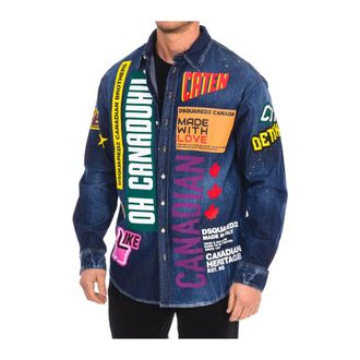 Dsquared2 Denim Langarmhemd mit Markenmotiven - - Shirts - Herren - Mehrfarbig - S