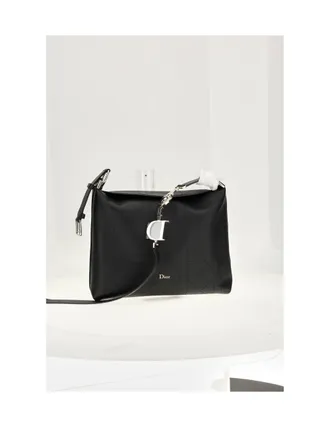 Dior Womens Shoulder Bag Macrocannage Black Calf Leather
