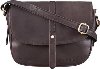 STILORD Clara Sac à Main Vintage pour Femme Petit Sac en Cuir Véritable Besace Sac Bandoulière Sac à lÉpaule Élégant, Couleur:marron - foncé pâle