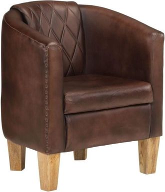 vidaXL Fauteuil Marron fonc&eacute; Cuir v&eacute;ritable - Vidaxl