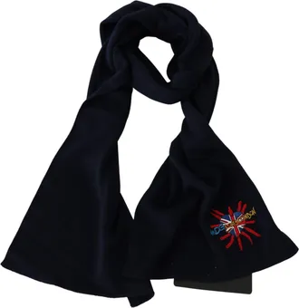Dolce & Gabbana Mens Blue dgloveslondon Wrap Shawl Wool Scarf Virgin