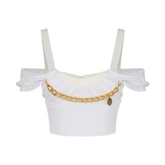 Elisabetta Franchi Kettendetail-Oberteil - - Tops - Damen - Wei&szlig; - S